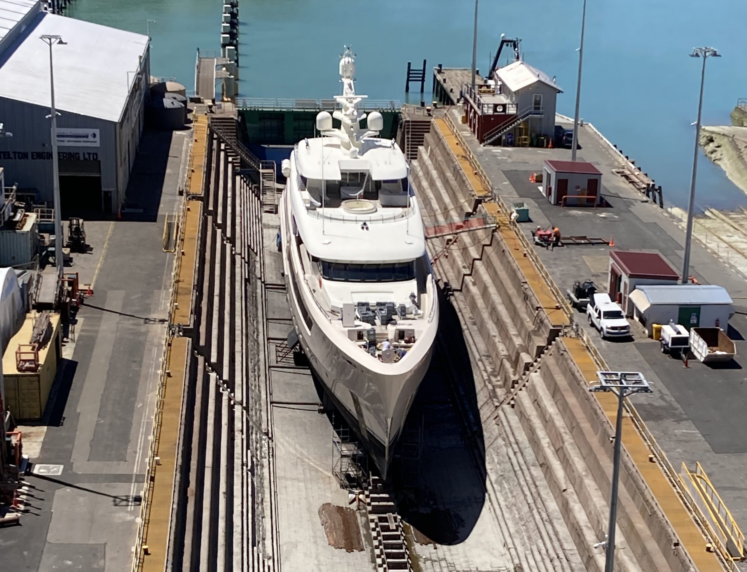 Luxury Super Yacht Sails into Dry Dock - Lyttelton Port Company